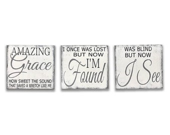 Rustic Christian Decor Amazing Grace Sign Wood Wallhanging | Etsy