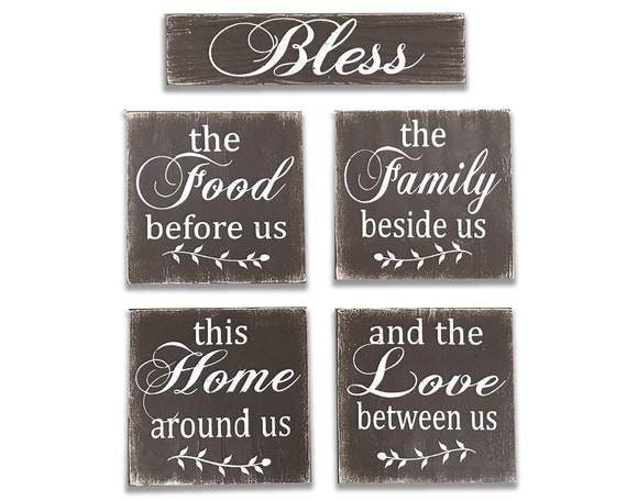 Rustic Kitchen Decor Bless The Food Before Us Dining Room | Etsy