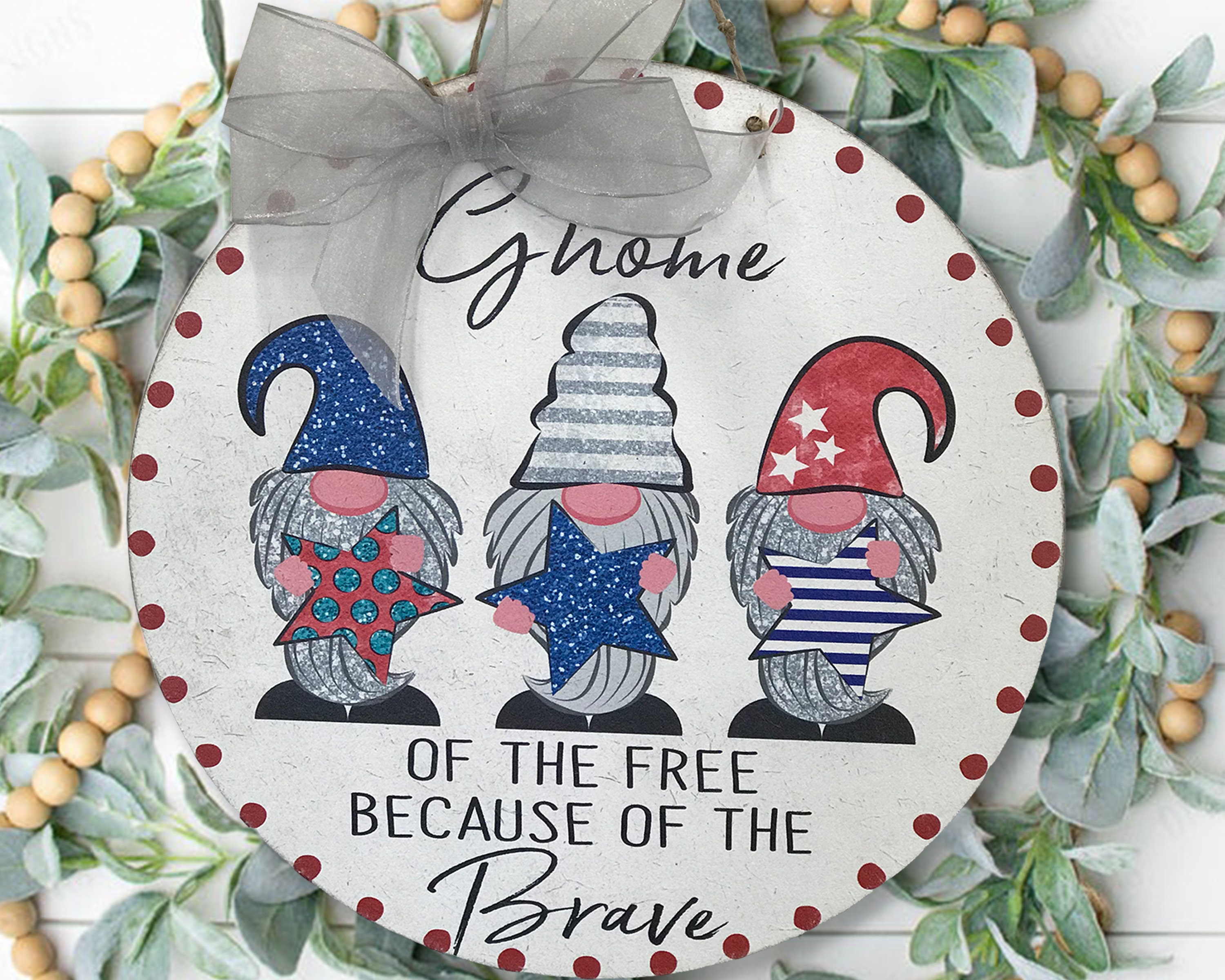 Patriotic Gnome Decor | Patriotic Doorhanger | Gnome of the Free | 4th ...