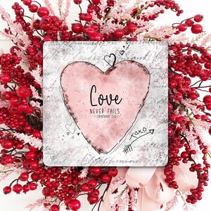 Valentines Day Decor, Heart Decor, Love Never Fails, Christian ...
