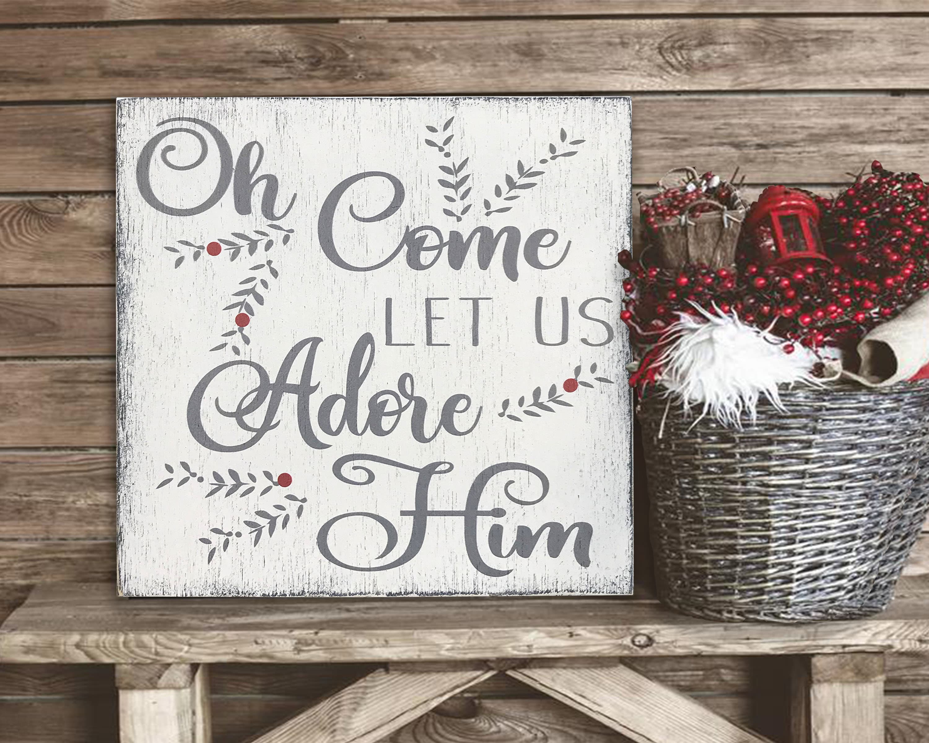 Christian Christmas Decor Oh Come Let Us Adore Him Wood - Etsy