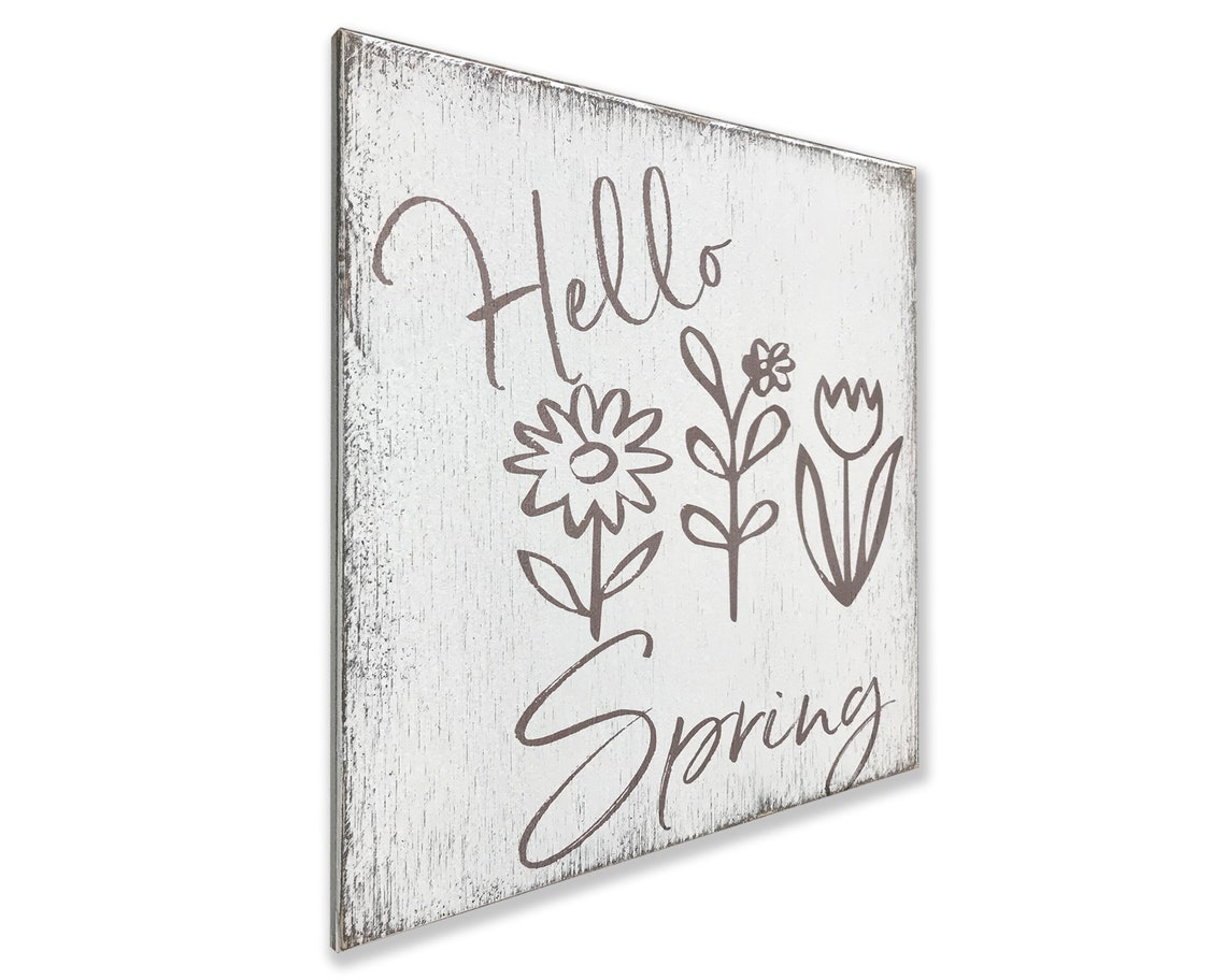 Spring Decor Spring Sign Hello Spring Farmhouse Decor - Etsy