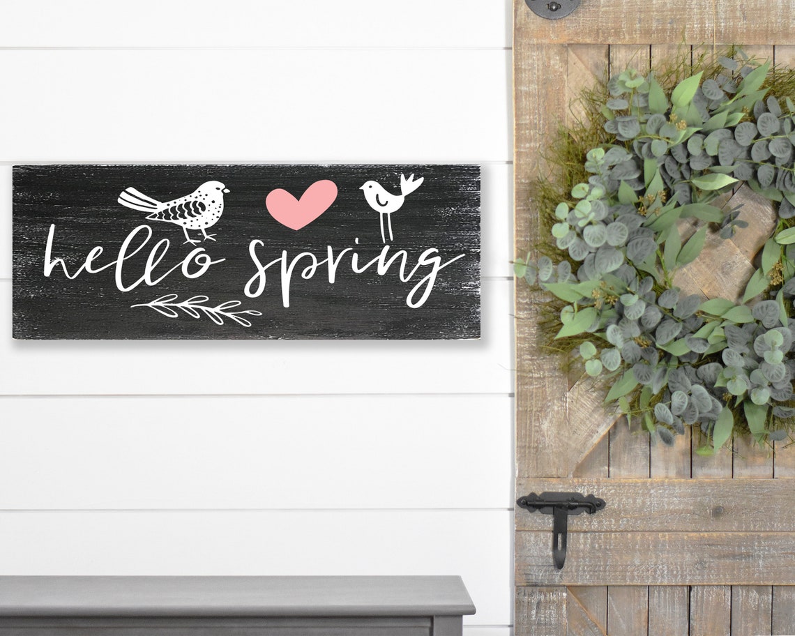 Spring Decor Hello Spring Farmhouse Decor Spring Wall - Etsy