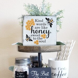Bee Decor | Bee Sign | Kind Words Are Like Honey | Farmhouse Decor ...