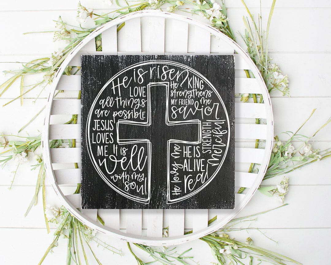 Easter Sign | He is Risen | Christian Easter Decor | Distressed Sign ...