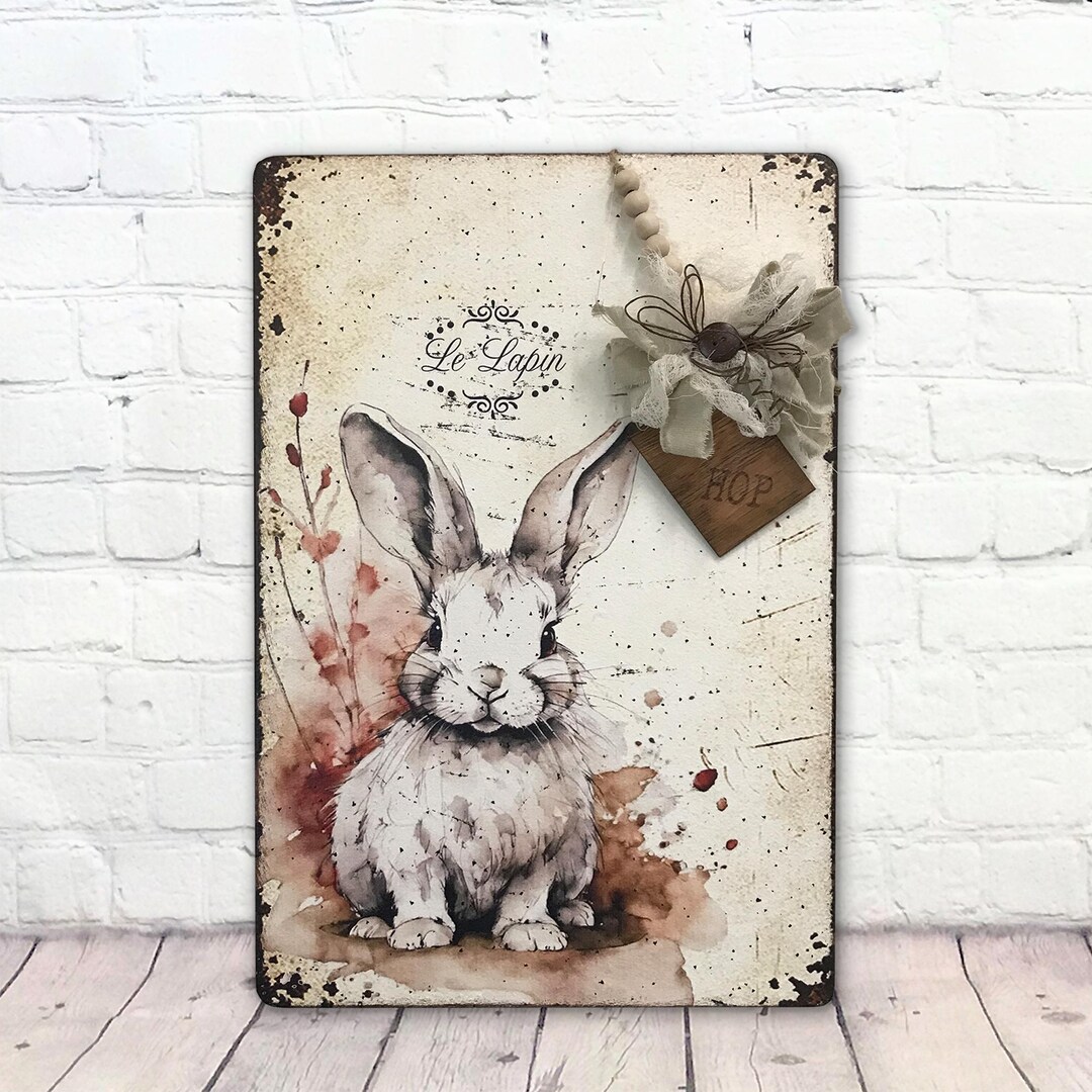 Spring Decoration, Easter Decor, Easter Bunny Plaque, Farmhouse Easter ...