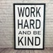 Work Hard Be Kind Wood Sign Farmhouse Decor Inspirational Wall Decor ...