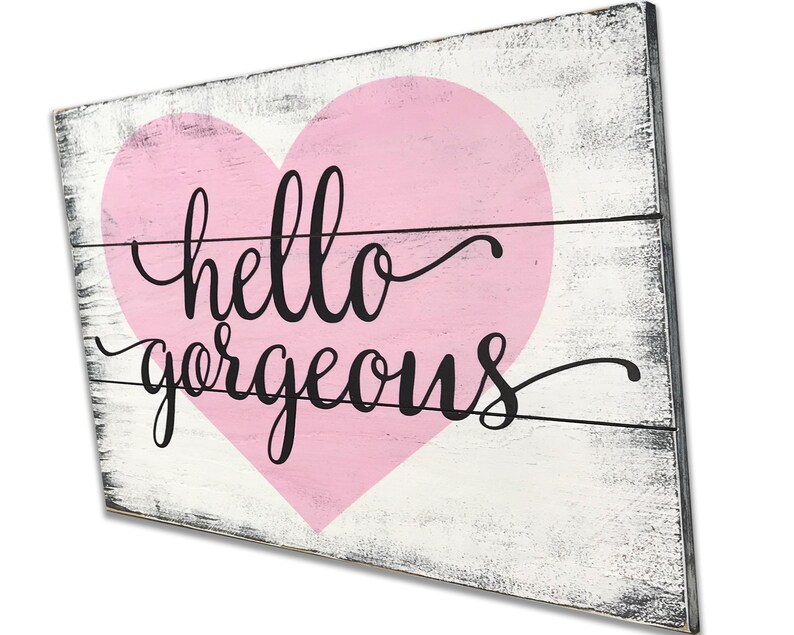 Girls Nursery Decor - Hello Gorgeous - Girls Nursery Wall Art - Shabby ...