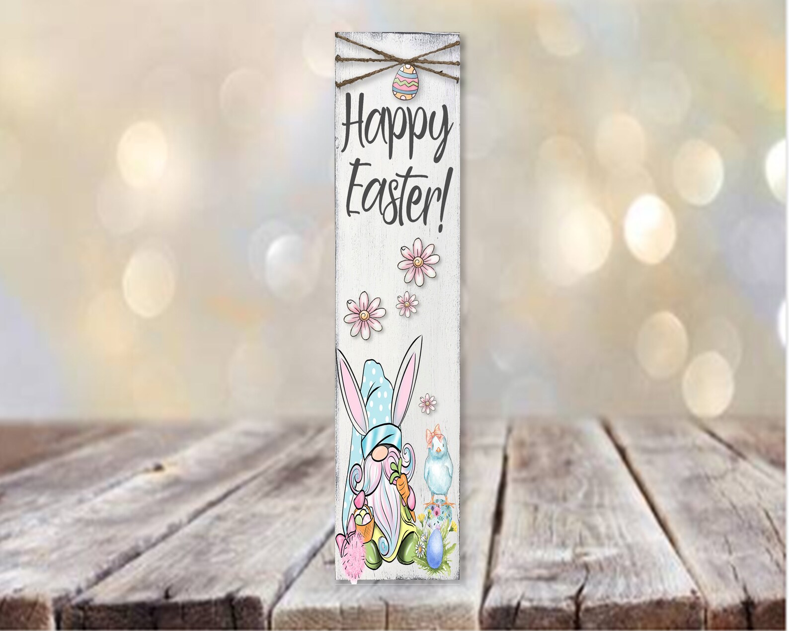 Easter Decor Happy Easter Porch Sign Easter Gnome | Etsy