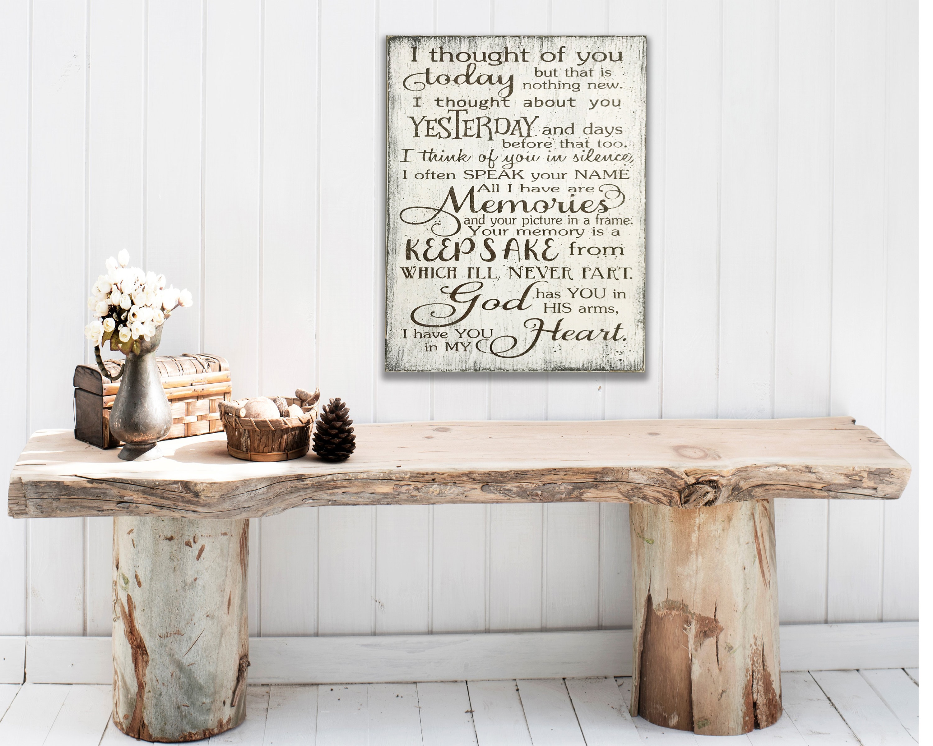 In Memory Wood Sign Distressed Wood Sign Wall Decor Wall Art Shabby ...
