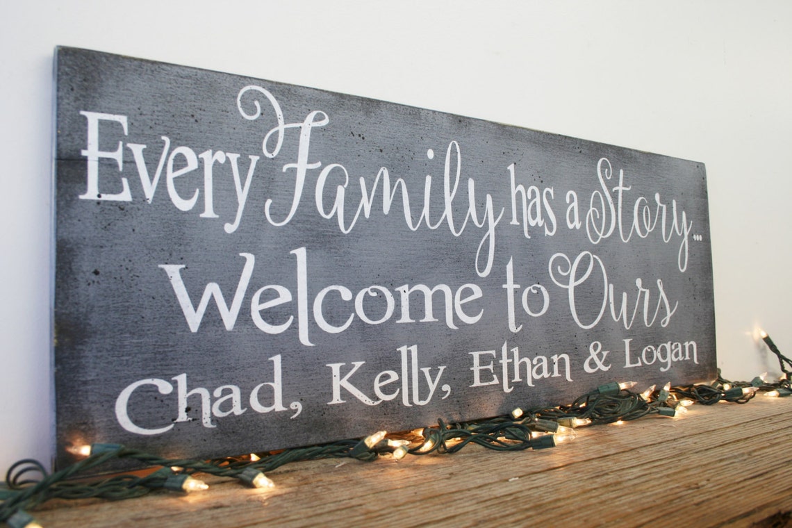 Every Family Has A Story Welcome to Ours Wood Sign Photo Display Wall ...
