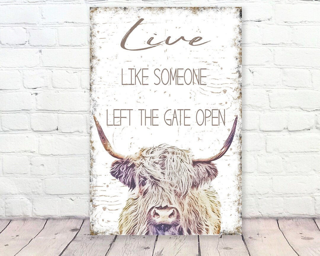 Highland Cow Decor, Highland Cow Wallart, Cow Wallhanging, Live Like ...