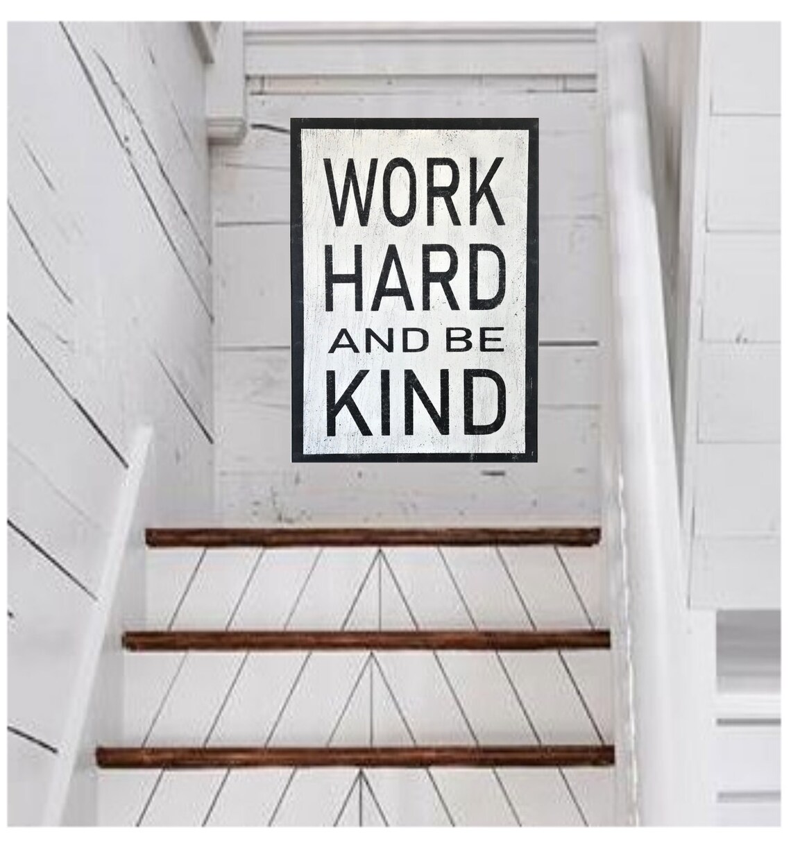 Work Hard Be Kind Wood Sign Farmhouse Decor Inspirational Wall | Etsy