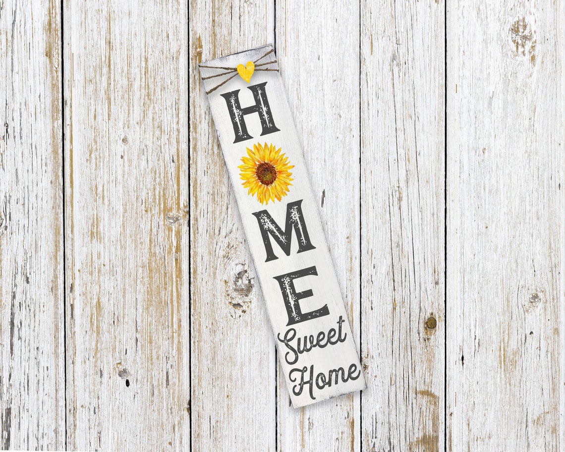 Sunflower Decor | Porch Sign | Home Sweet Home | Farmhouse Decor | Wood ...