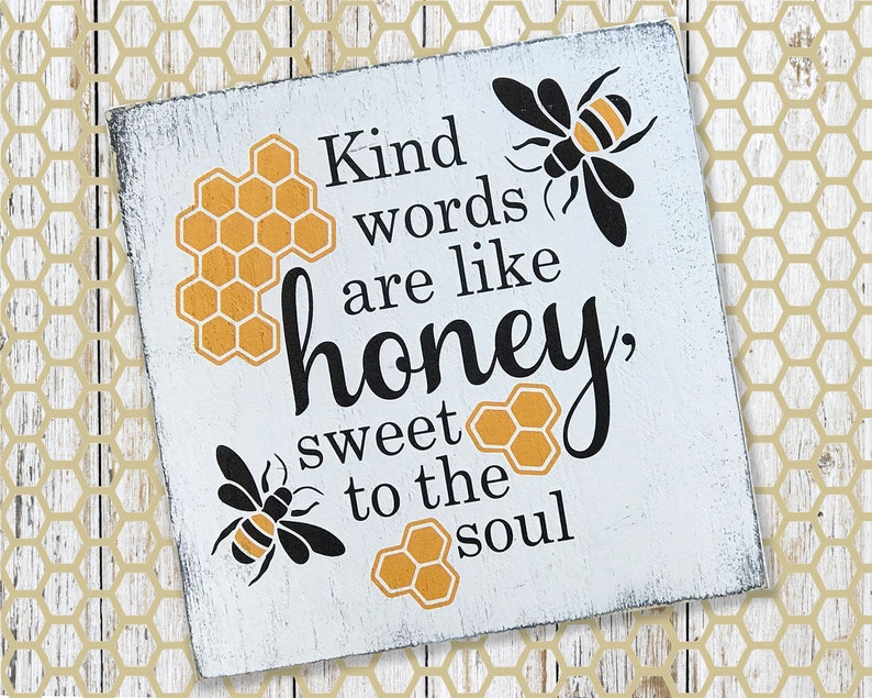 Bee Decor | Bee Sign | Kind Words Are Like Honey | Farmhouse Decor ...