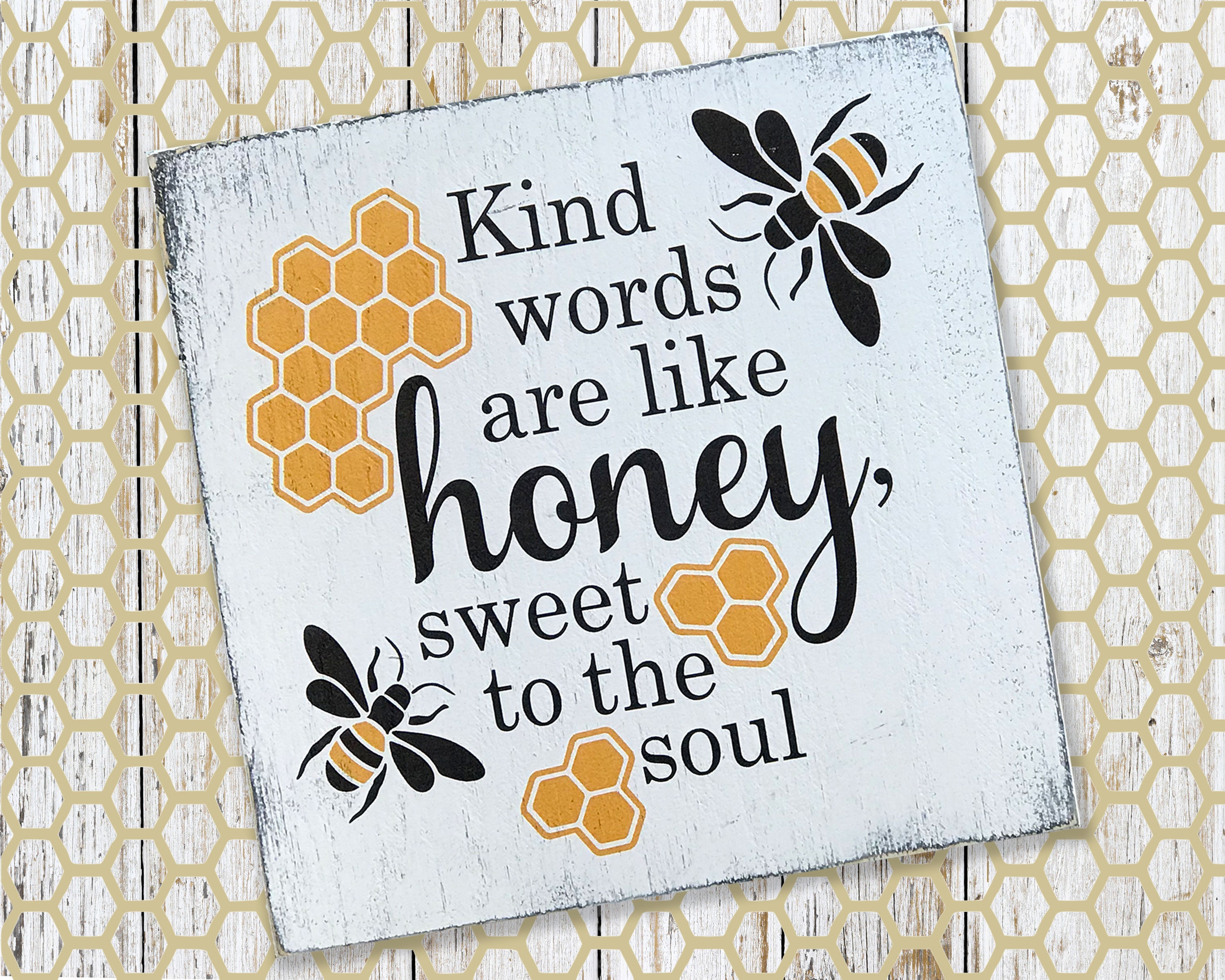 Bee Decor Bee Sign Kind Words Are Like Honey Farmhouse | Etsy