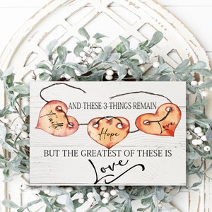Valentines Day Decor, Christian Valentines Day, Faith Hope Love, and ...