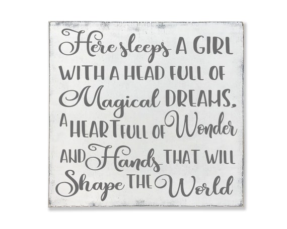 Wood Sign Girls Nursery Wall Decor Here Sleeps A Girl With A | Etsy