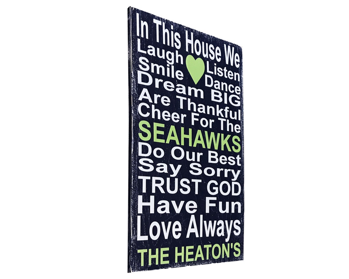 Personalized Seahawks Team Sign - Sports Sign - Family Rules Sign ...