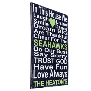 Personalized Seahawks Team Sign - Sports Sign - Family Rules Sign ...