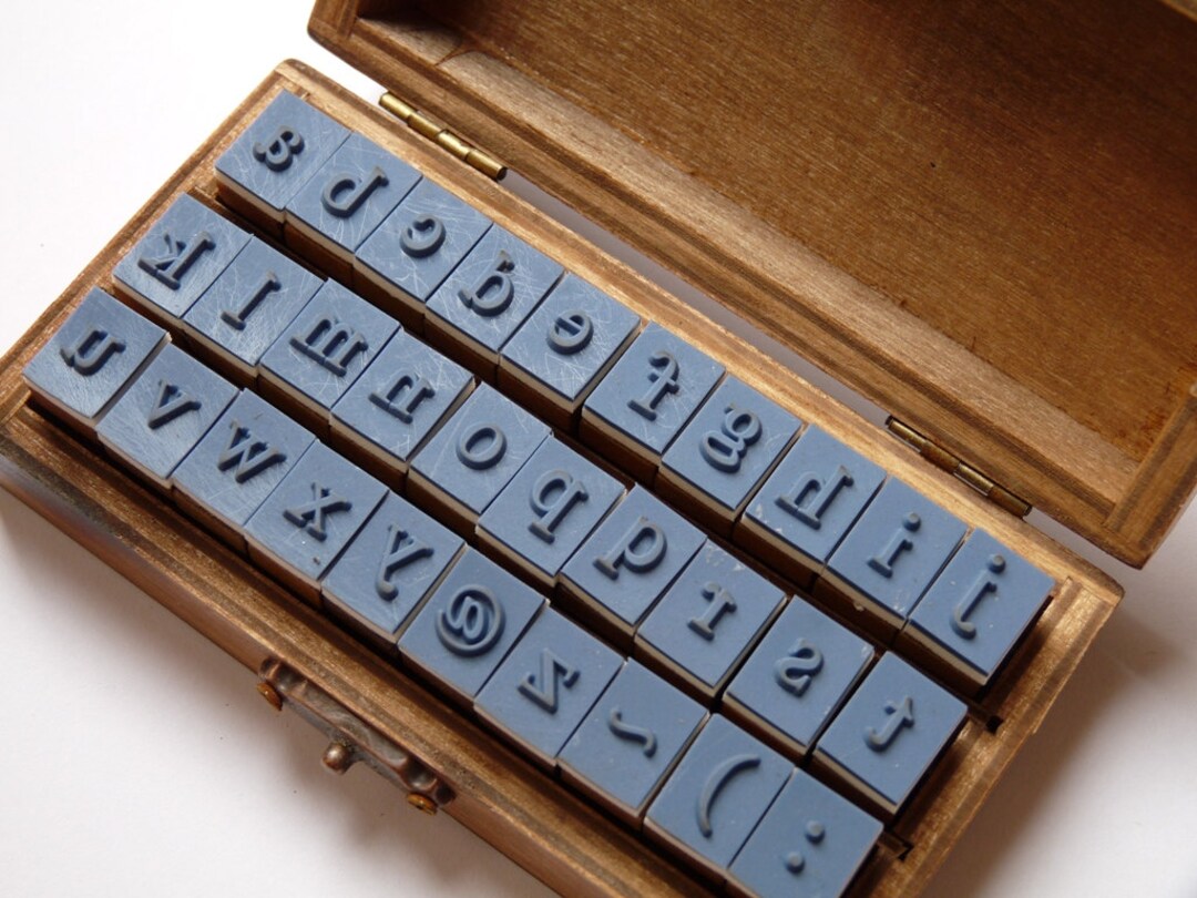 ABC Stamp Set /30 Pieces in Wooden Box/stamp Alphabet - Etsy