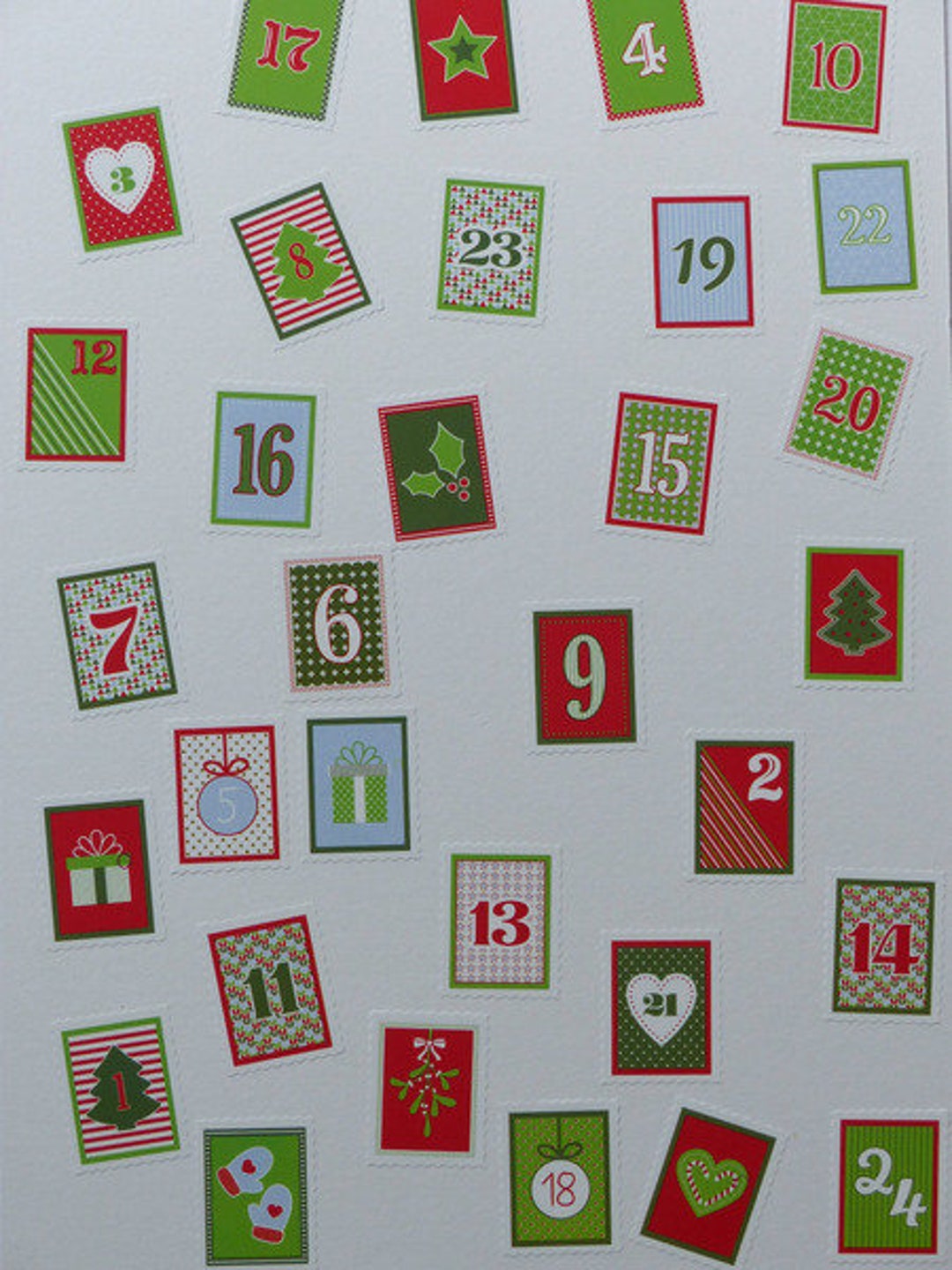 24 Stickers Advent Calendar Numbers 1-24 - Etsy