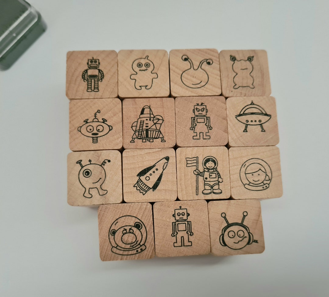 Stamp Set Stamps Aliens and Robots - Etsy
