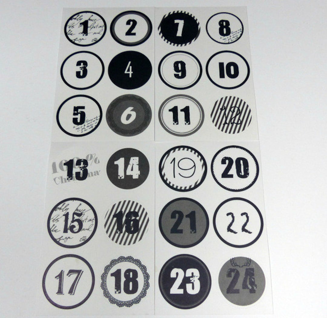 Sticker Sticker Advent Calendar Numbers 1-24 Advent Calendar - Etsy