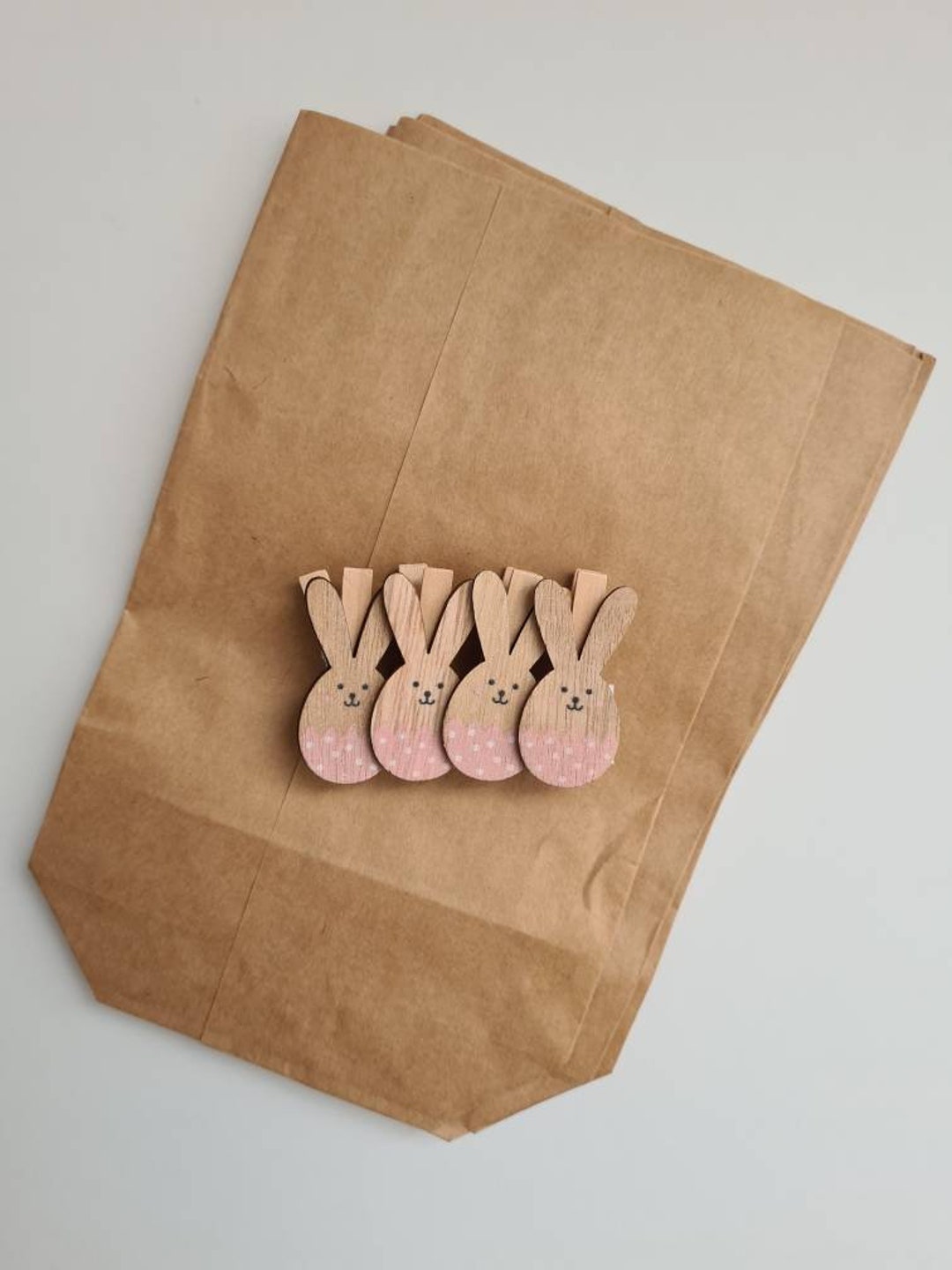 4 Paper Bags Easter 4 Clips Bunny Pink - Etsy