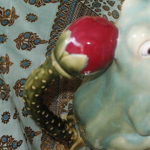 MAJOLICA Green FROG PITCHER - Etsy