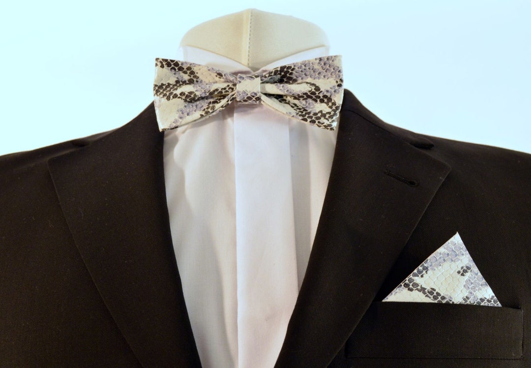 Viper Snake Print Leather Bow Tie With Suit Pocket - Etsy