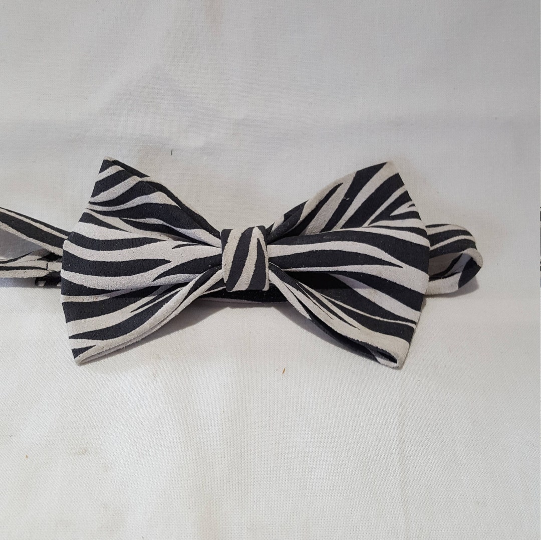 Exotic Traditional Style Zebra Print Leather Bow Tie - Etsy
