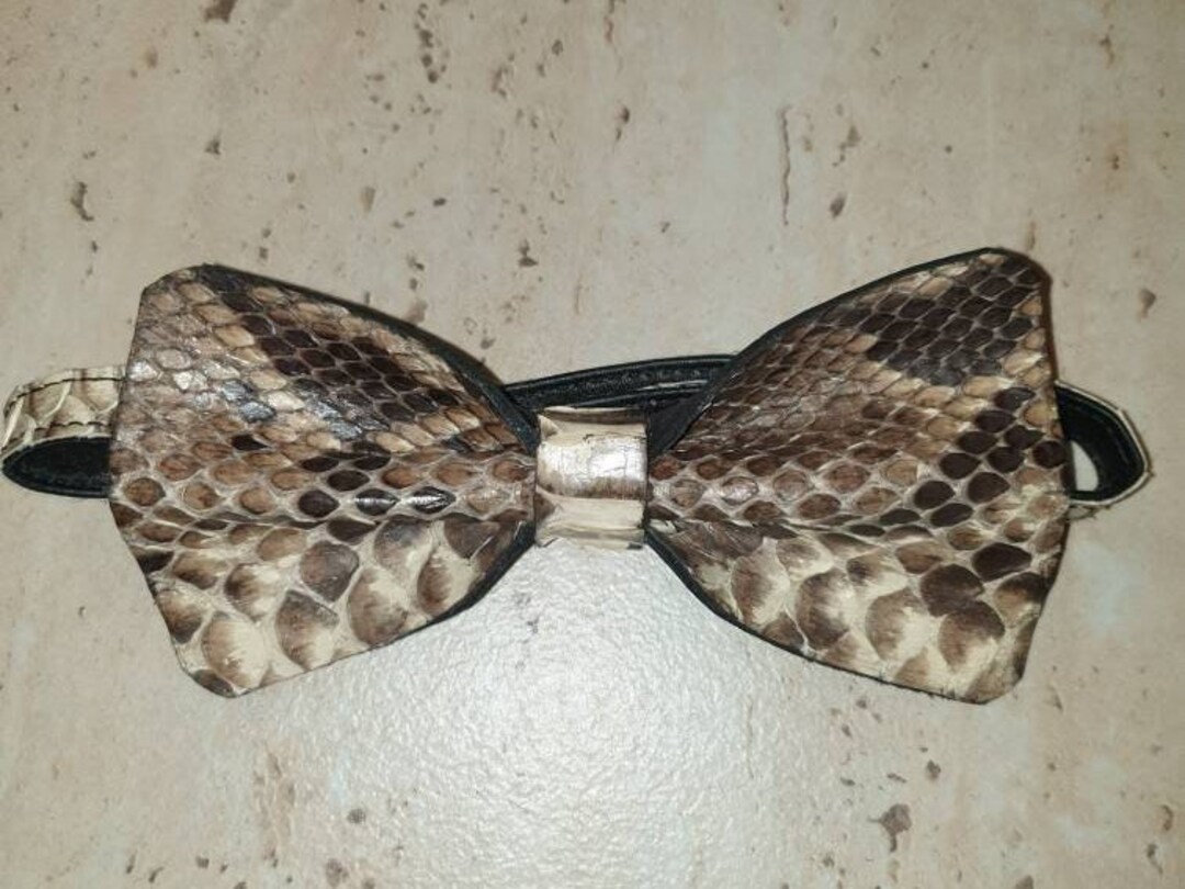 Large Natural Python Snakeskin Leather Bow Tie L3 - Etsy