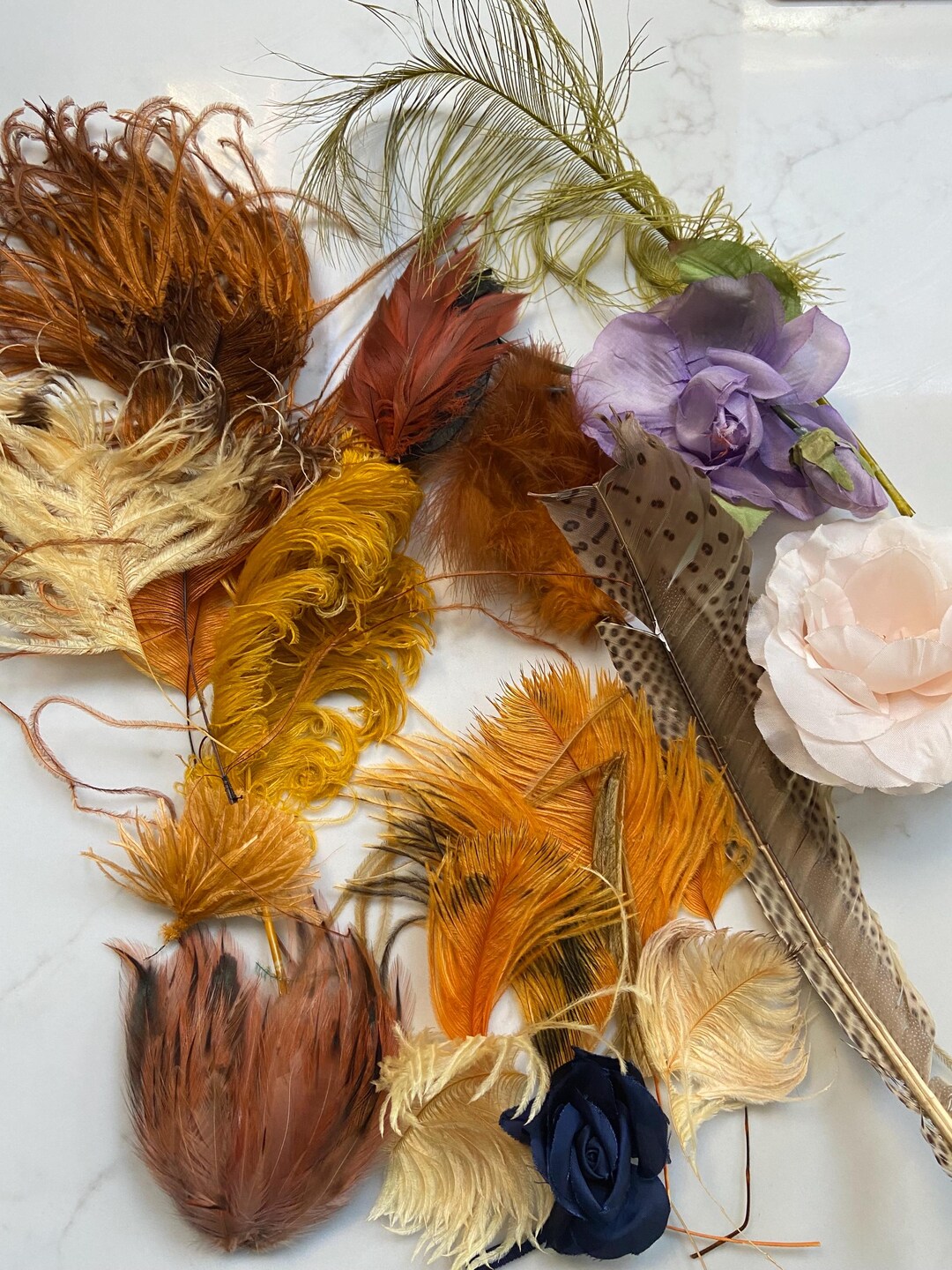 Vintage Feathers and Flowers for Millinery, Hat Trimming, Antique ...