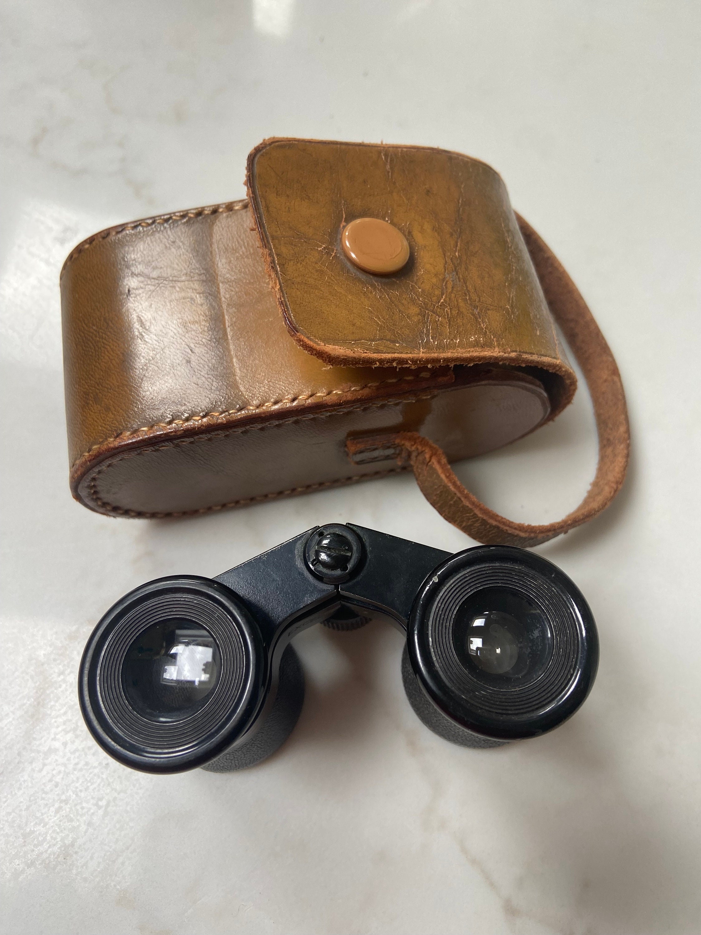 Vintage Compact Pocket Opera Glasses Binoculars in Brown Leather Case ...