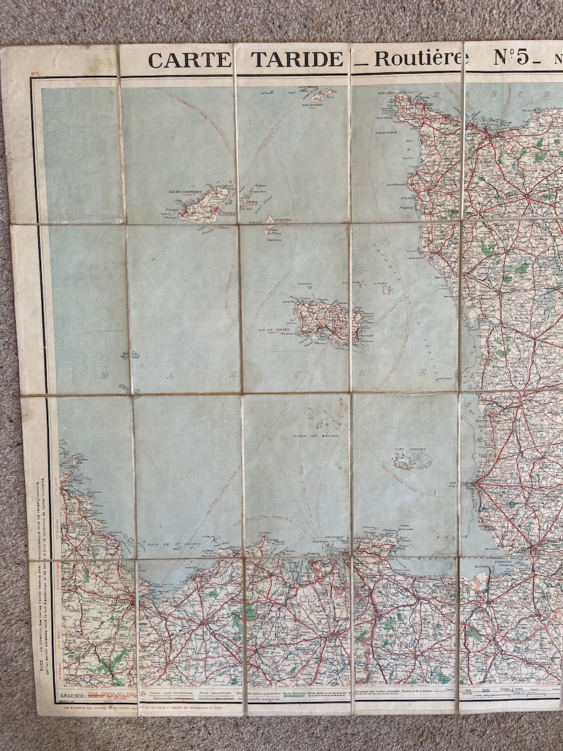 Vintage French Map Cartes Taride Routieres No. 5 Normandie ouest ...