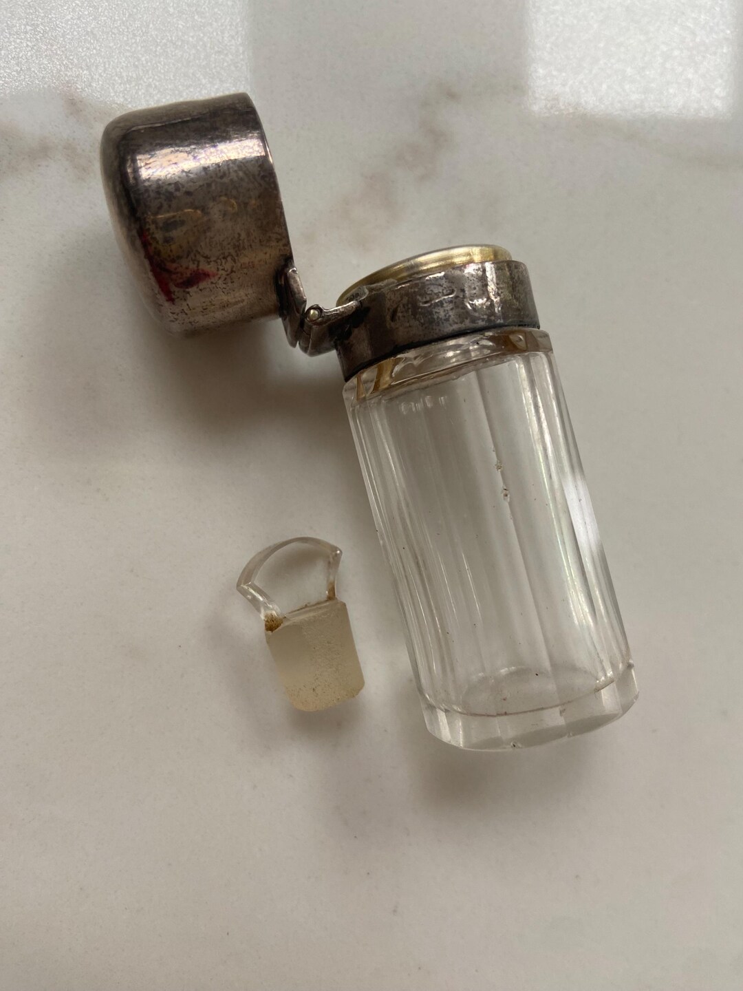 Vintage Perfume Flask With Silver Top and Glass Bottle. Victorian ...