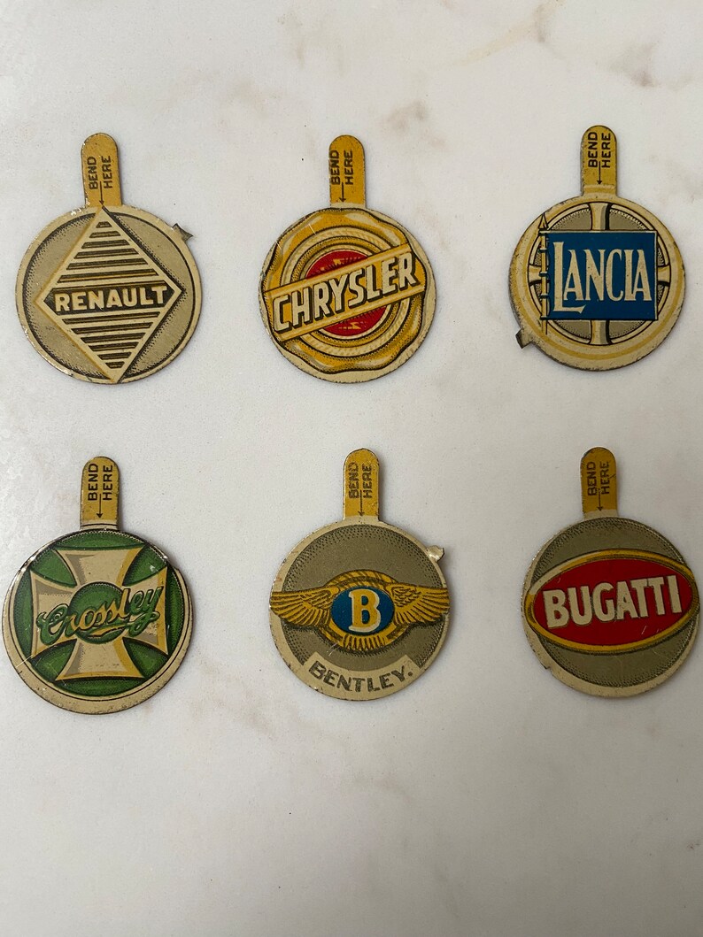 Vintage 1920s Car Badges/metal Tags X 6, Given With Magnet Magazine in ...