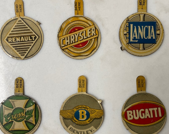 Vintage 1920s Car Badges/metal Tags X 6, From Magnet Magazine in 1929 ...