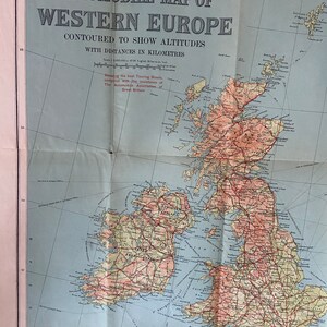 Vintage AA Map of Western Europe / Bartholomew's Automobile Map – 1937 ...