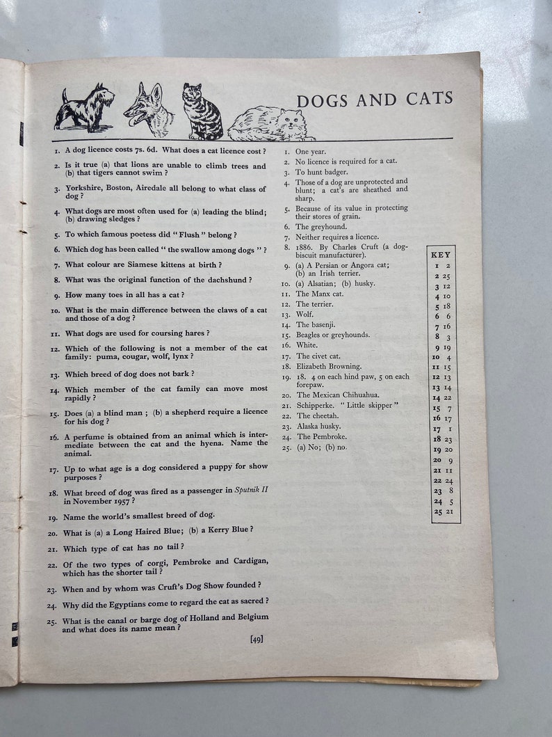 Vintage TV Quiz Book - First Edition 1959 - 1500 Questions on 60 ...