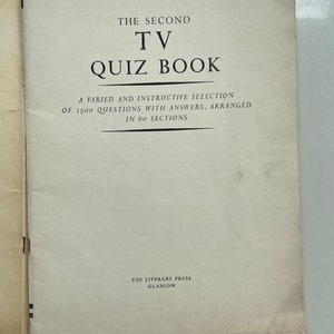 Vintage TV Quiz Book - First Edition 1959 - 1500 Questions on 60 ...