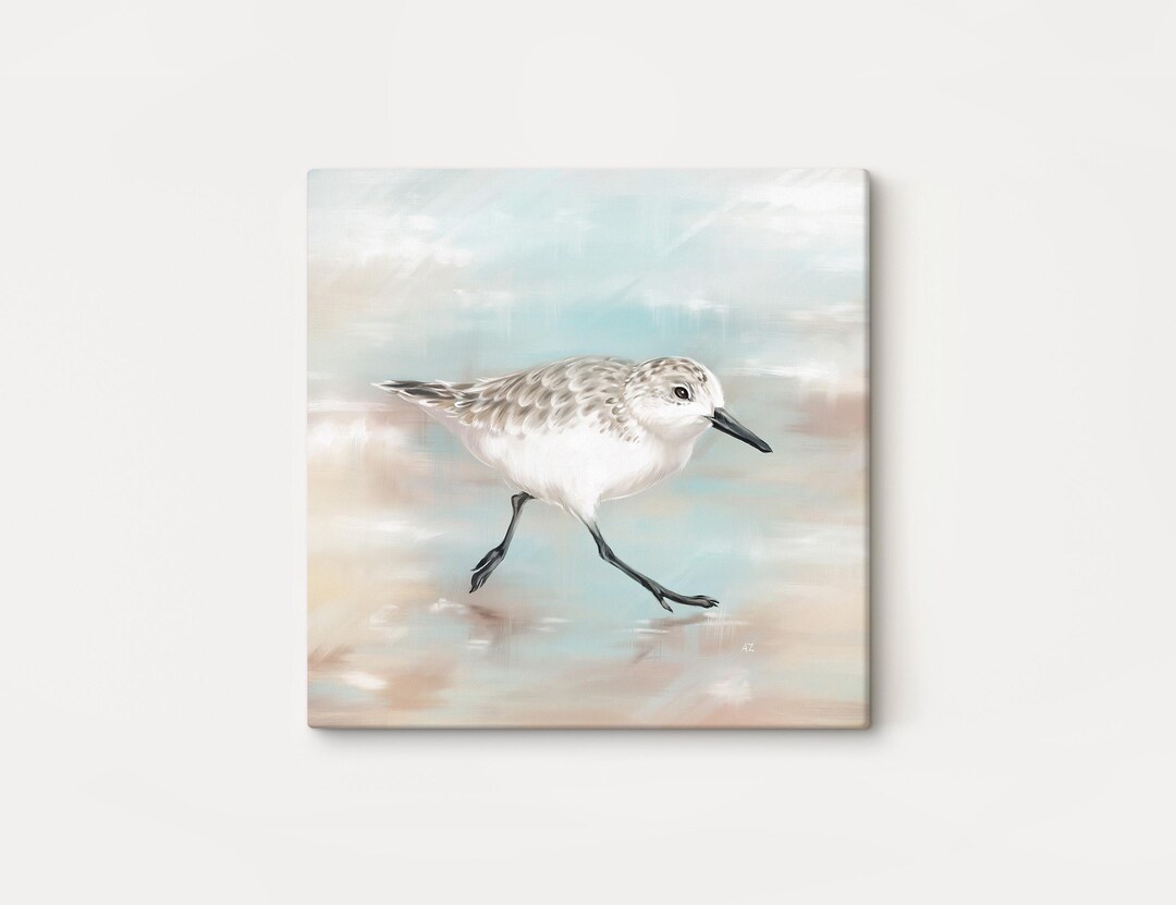 Shore Bird Painting Print: Square Wrapped Canvas Beach Decor - Etsy