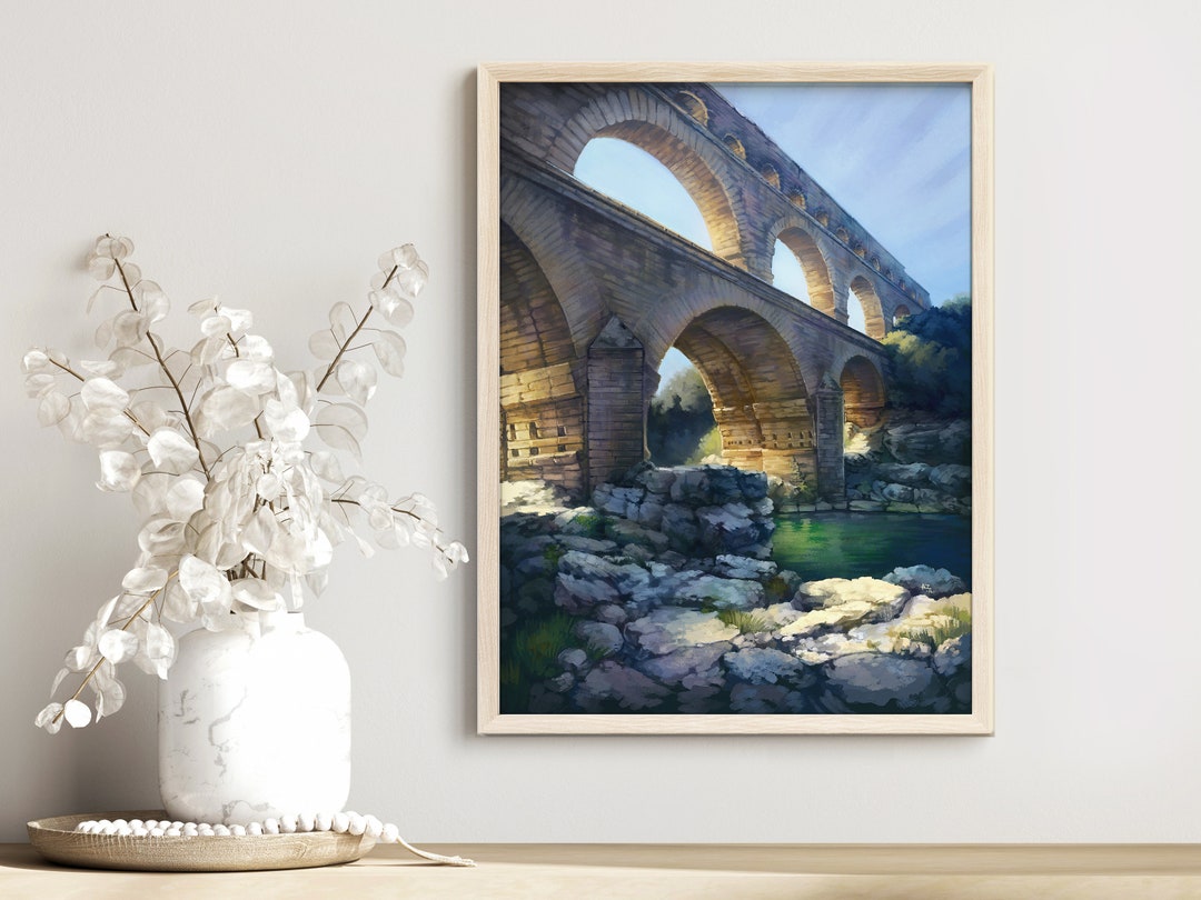 Art Print of Pont Du Gard Painting French Landscape Art - Etsy