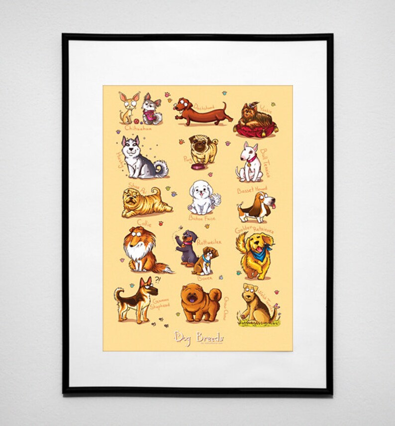 Poster dog Breeds A3 - Etsy