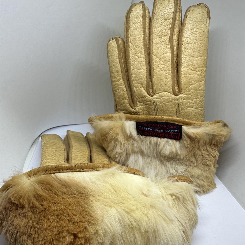Leather Rabbit Fur Gloves - Etsy