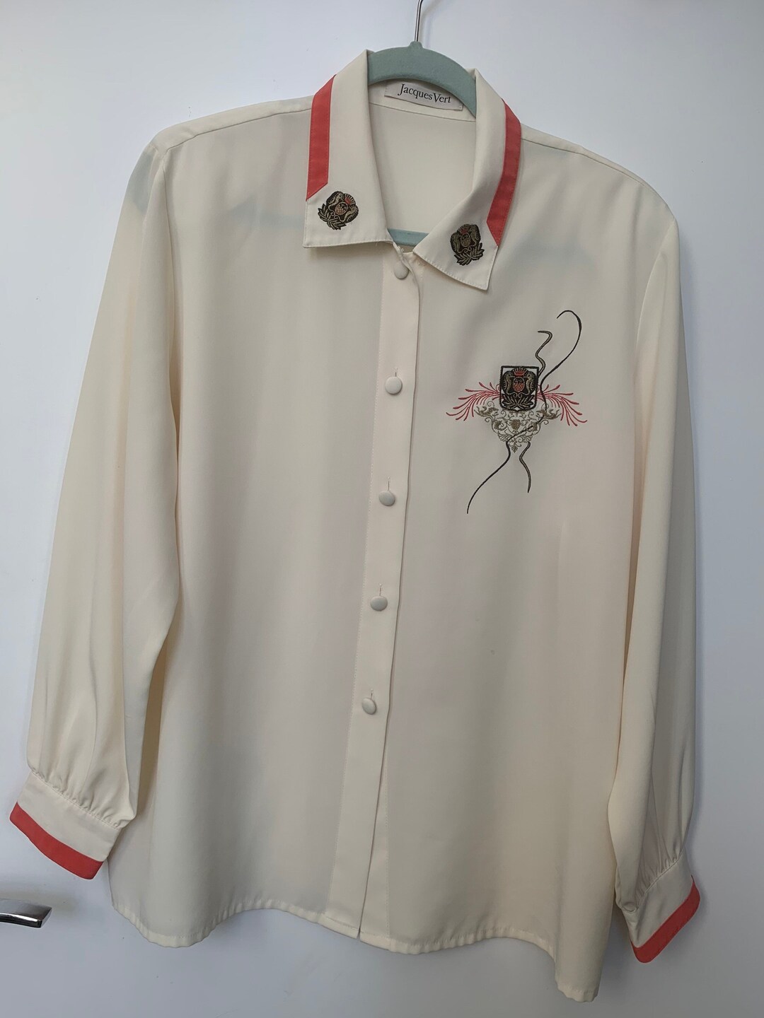 Jacques Vert Vintage Blouse Coat of Arms Embroidered Details - Etsy