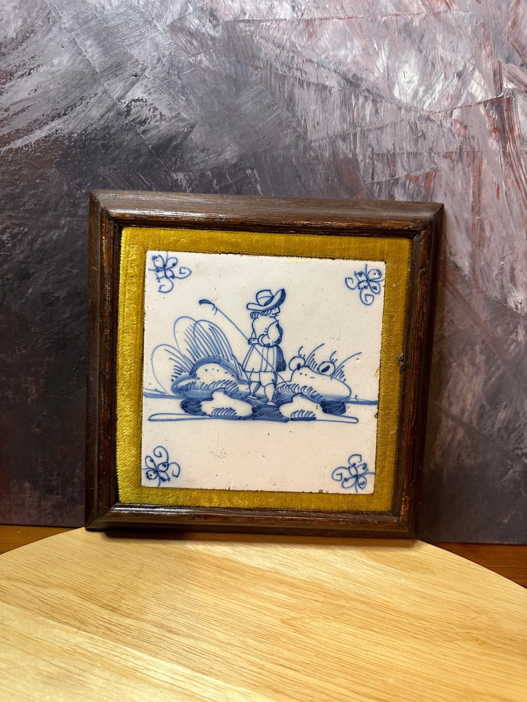 NEW Rare Antique Delft Blue & White Tile Framed Antique Handpainted ...