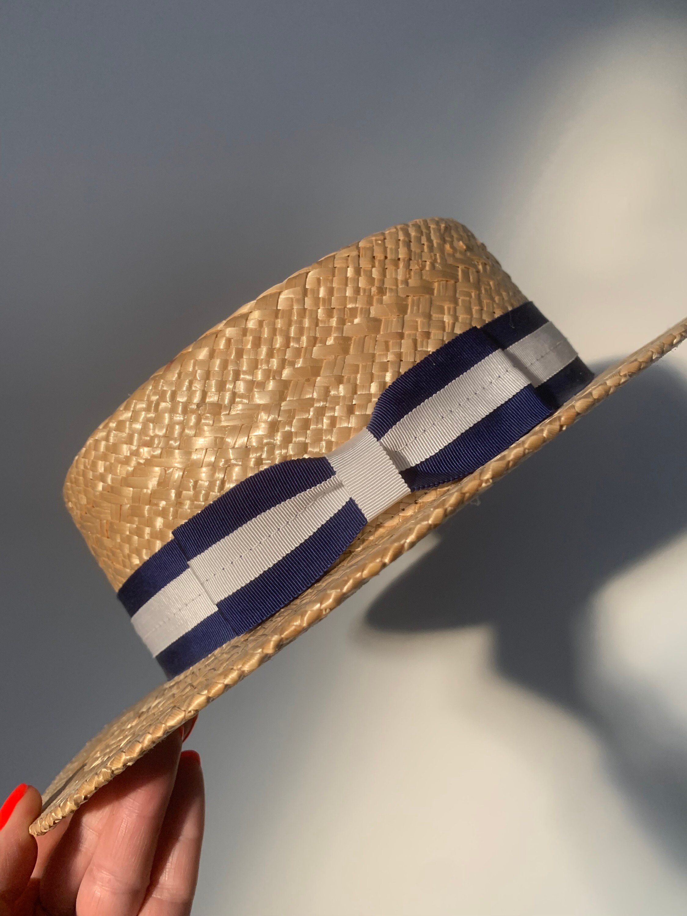 NEW Luton Civic Straw Boater Hat K.R. Snoxell & Sons Blue and - Etsy