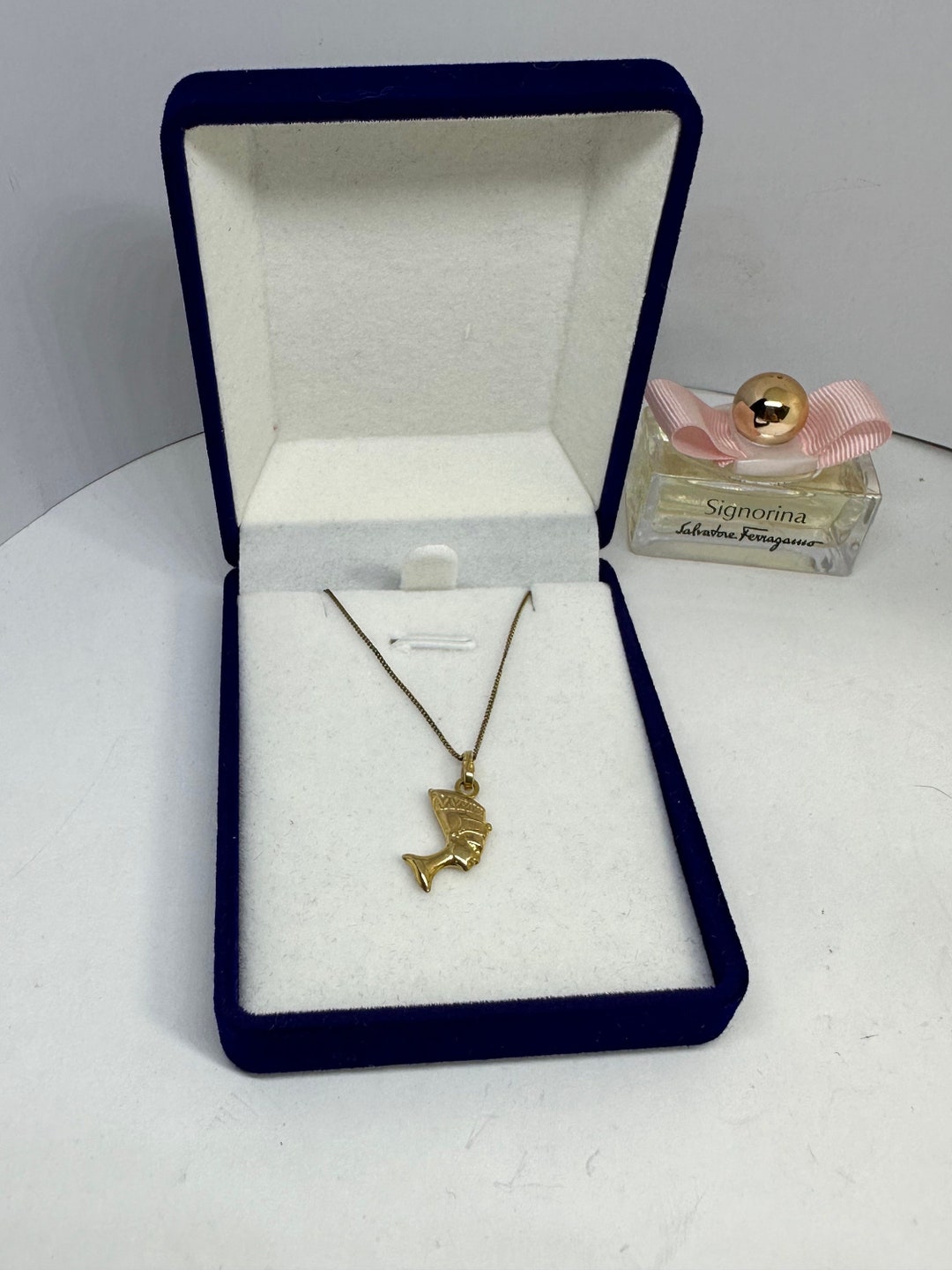 NEW Vintage 9ct Gold Nefertiti Queen Pendant & Gold Chain 9K Gold ...